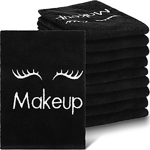 Jadive 20 Pcs Makeup Towels Black 13 x 13 Inches Microfiber Makeup Washcloths Women Makeup Remover Towels Cloth Pads Reusable Face Towels Cleansing Cloth Absorbent Wash Cloth (Vivid Style)