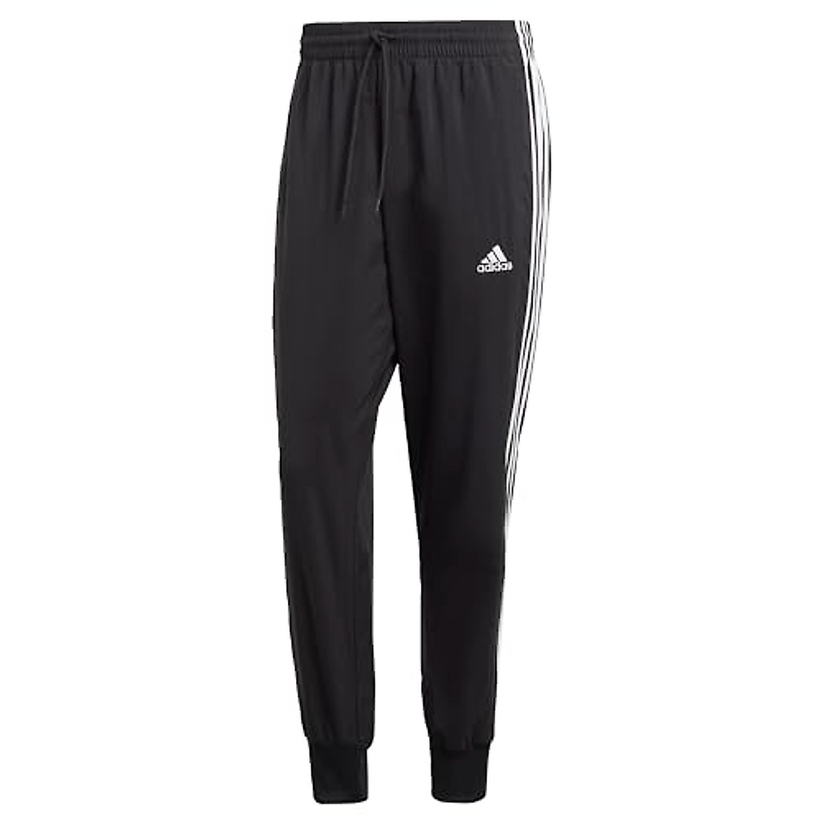 adidas Men's AEROREADY Essentials Woven 3-Stripes Cuffed Pants Black/White Medium
