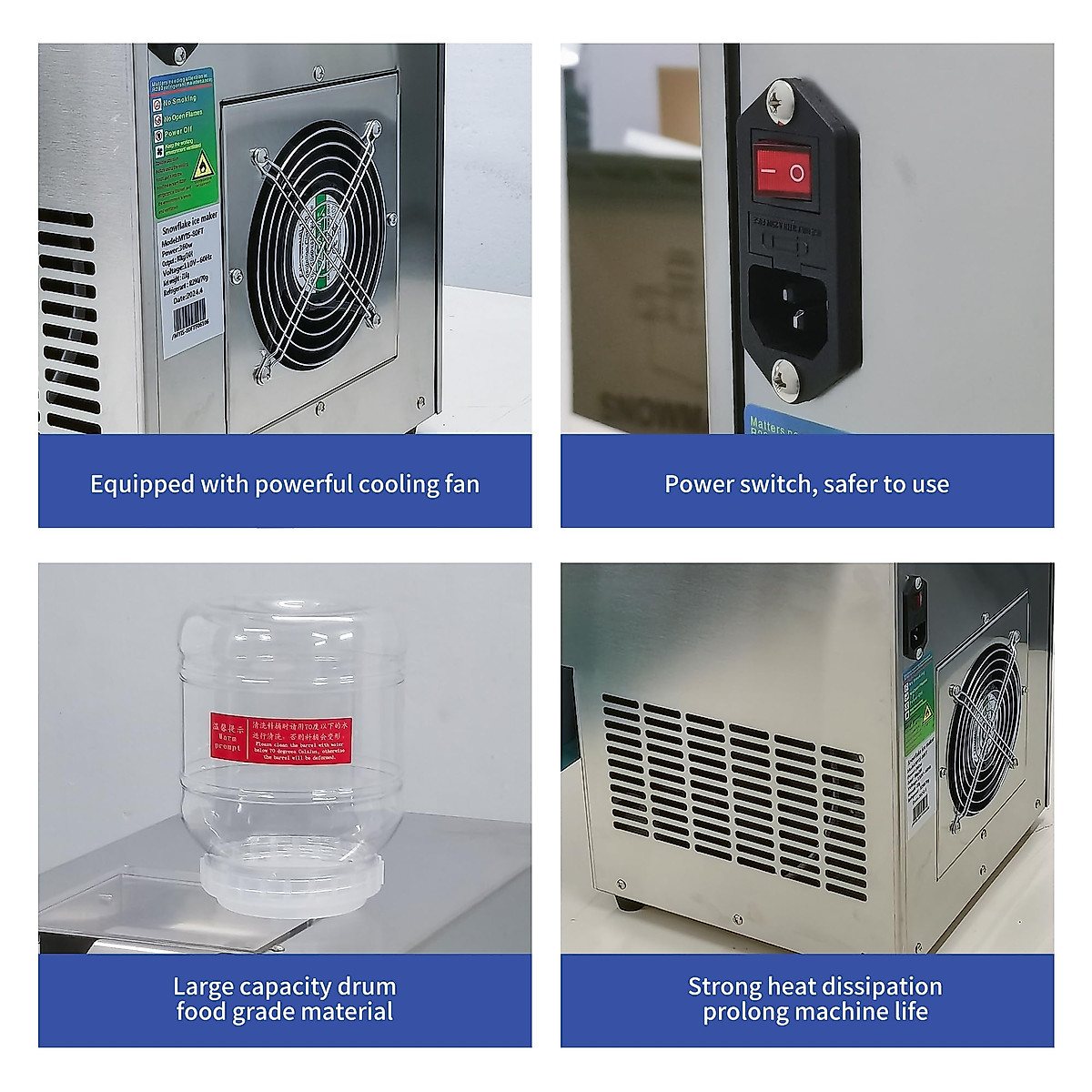 Mvckyi Commercial Snowflake Ice Machine, 176lbs/24H Korean Ice Shaver Machine, Snow Cone Maker Machine, Touch Control Panel, Air Cooling, for Restaurant, Snack Bar, Ice Cream Shop