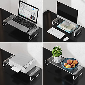 Zimilar 20 inch Large Acrylic Monitor Stand Riser, Crystal Clear Monitor Riser, Acrylic Computer Stand Riser with Keyboard Storage for Computer, Laptop, PC,iMac