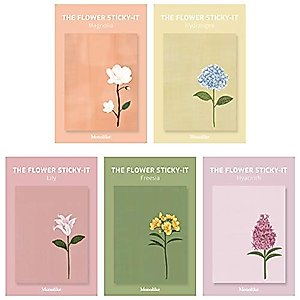 Monolike The Flower Sticky-It - 5p Set Self-Adhesive Memo Pad 50 Sheets