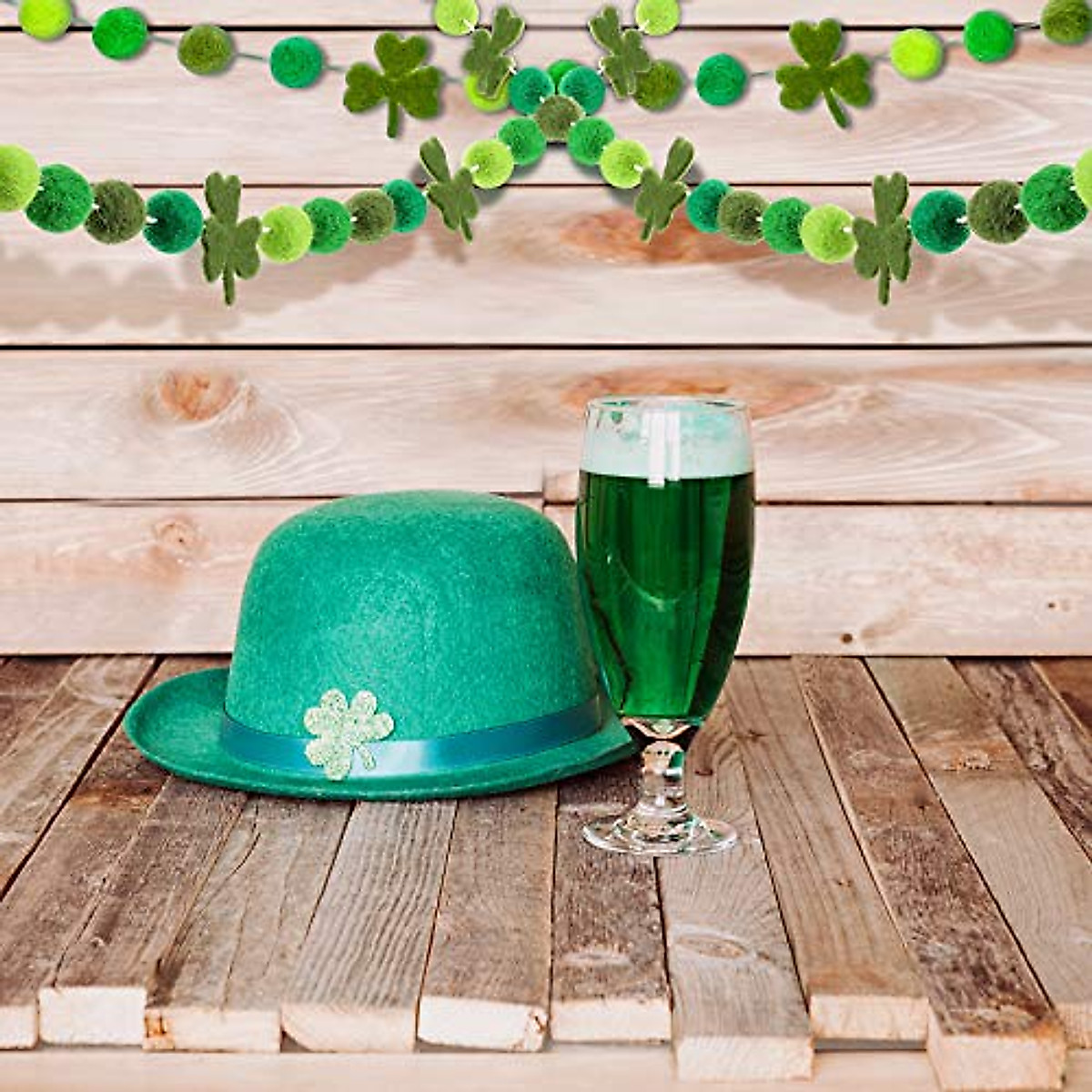 3 Pieces St. Patrick's Day Felt Balls Garland Ball Banner Irish Wool Pom Pom Garland Shamrock Banner Hanging Decoration for St. Patrick's Day Party Holiday