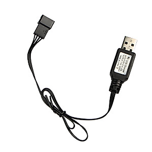 JIECHUN SM-4P Charger for RC Car 7.4V Li-ion Battery, USB Charging Cable 2-Pack