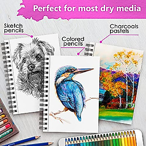 Artisto 5.5X8.5” Premium Sketch Book Set, Pack of 3 (300 Sheets), 84lb (125g/m2), Spiral Bound, Acid-Free Drawing Paper, Perfect for Most Dry Media, Ideal for Kids, Teens & Adults.