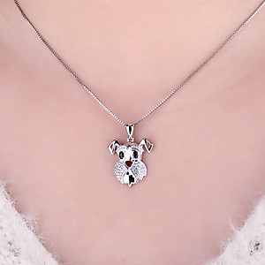 JewelryPalace Schnauzer Terrier Dog Puppy Pet Lover Cute Necklaces for Women, Genuine Black Spinel Pendant Necklace for Girls, 14k Gold Plated 925 Sterling Silver Necklace for Women, 18 Inch Box chain