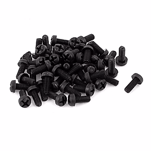 uxcell M2.5 x 6mm Nylon Phillips Cross Pan Head Machine Screws Black 50 PCS