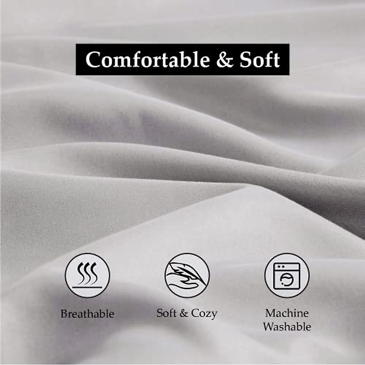 Microfiber Light Gray Pillow Cases Set of 2 King Size Bed Pillow Covers Ultra Soft (20 x 40) Inches Solid Pillowcases with Open Closure, Machine Washable
