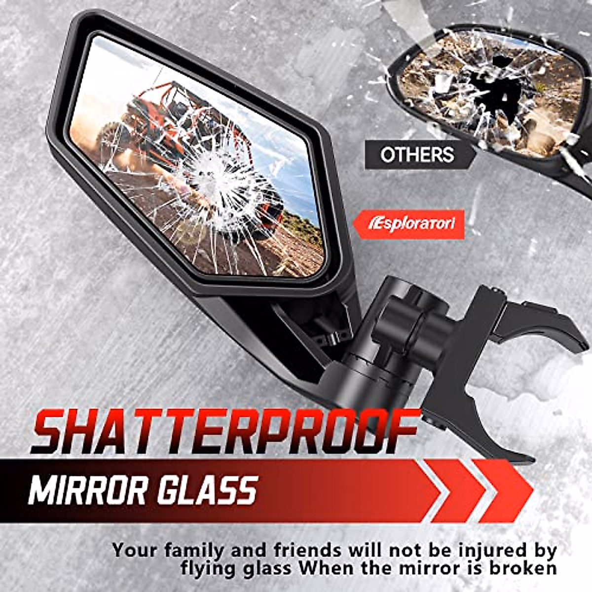 Esploratori UTV Side Mirrors for 1.5"-2" Roll Bar, RZR Side Mirrors with LED Turn Signal Lights Adjustable Mirror for Polaris RZR 1000 Can Am Maverick X3 Kawasaki Arctic Cat Wildcat Pioneer