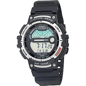 Casio Men's Fishing Timer Quartz Watch with Resin Strap, Black, 24.1 (Model: WS-1200H-1AVCF)