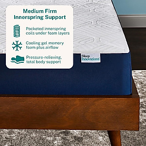 Sleep Innovations Marley Hybrid 10 Inch Cooling Gel Memory Foam and Innerspring Coil Mattress, Full Size, Bed in a Box, Medium Firm Advanced Support
