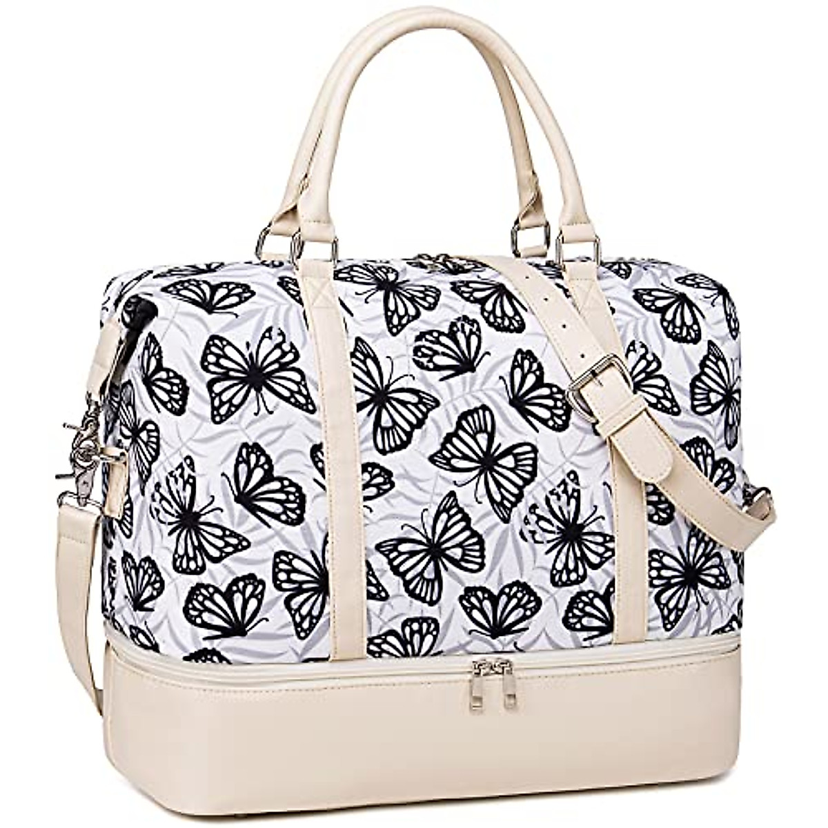 CAMTOP Weekender Travel Bag for Women Ladies Overnight Carry On Tote Duffel Bag with Luggage Sleeve and Shoes Compartment (Butterfly Travel Tote)