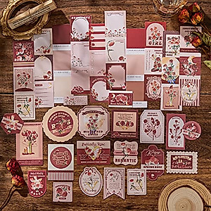 Scrapbooking Supplies Kit, Vintage Rose Aesthetic Scrapbook Kit for Bullet Junk Journal, Stationery, A6 Grid Notebook, Flower DIY Journaling Supplies, Birthday Craft Gift Teen Girl Kid Women
