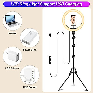 STALLY 12.3" RGB Ring Light with Stand 75 Tall and 2 Phone Holder, Remote Shutter, Tablet iPad Holder, Desk Tripod, Ring Light with 3 CCT Mode & 29 Color Modes for Live Stream/Makeup/YouTube/TikTok