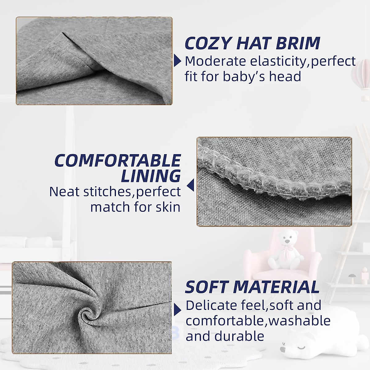 Century Star Cotton Baby Boys Girls Beanie Hat Soft Cute Infant Toddler Kids Beanie Cap Knit Newborn Hats Winter Hat 01Pc Classic Black 0-12 Months