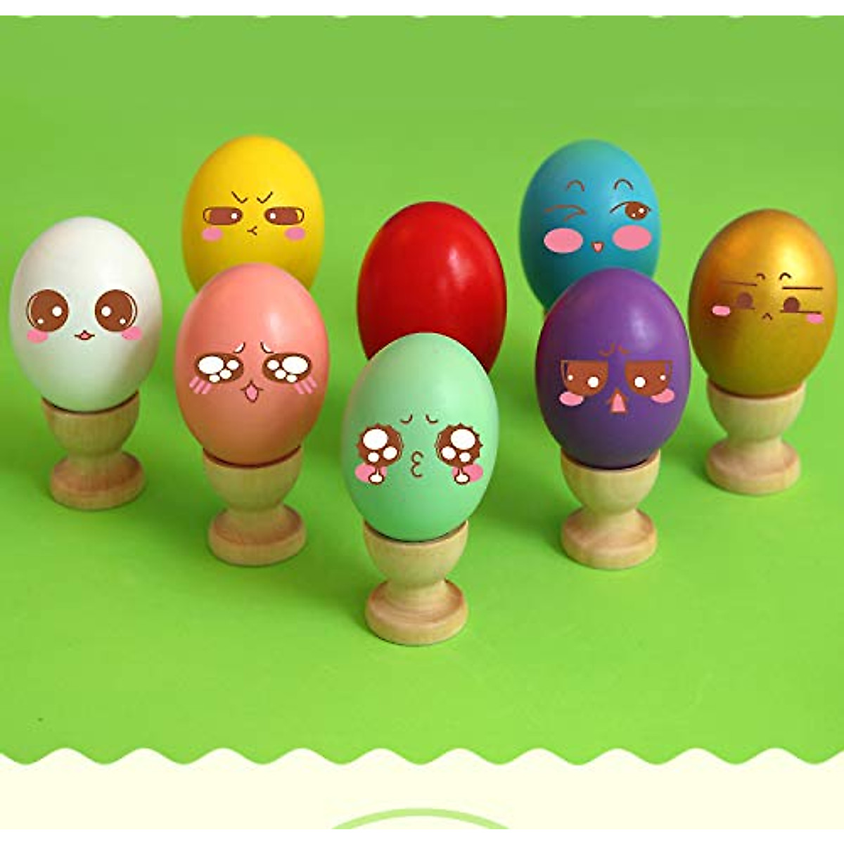 Hosfairy 16Pcs Mini Egg Cups Wooden Egg Cups Easter Egg Holders for DIY Painting Easter Craft Decoration