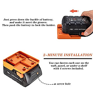 Crivnhar 5 Pack Battery Holder for RIDGID 18V Battery Mounts Dock Holder Fit for L1815R B1820R L1830R B1830R B1820 R840084 AC840084 AC840083(w/20 Screws, No Battery)