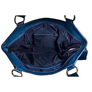 Evi's Bags Women's Hand Painted Genuine Leather Handbag - Shoulder Bag - Hobo, by Evi's Bags. Unique, Large, Handmade Purse - Satchel - Tote. Wearable Art - “Midnight BlueIn Bag, Blue, White, Black