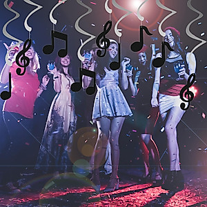 Dohia Music Notes Hanging Swirl Music Cutout Party Decorations Music Foil Swirl Cutout Spiral Party Favors Wedding Baby Shower Birthday Party Supplies D1-YFLXDS