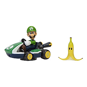Super Mario Spin Out 2.5" Mariokart - Luigi Racer Vehicle