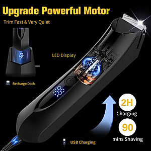 2023 Electric Groin Hair Trimmer, Ball Trimmer for Men Nose Hair Trimmer, Replaceable Ceramic Blade Heads, USB Recharge Dock & Nose Hair Trimmer, Waterproof Wet & Dry Shaving Male Hygiene Razor