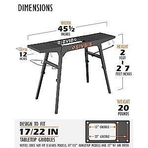 Griddle Stand for Blackstone 17''/22'' Griddle, Portable Blackstone Stand with Sideshelfs, Tool Hooks, Paper Towel Holder and Garbage Bag Holder, Foldable Grill Stand for Ourdoor Tailgating or Camping