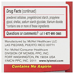 Tylenol Acetaminophen, Extra Strength, 500 mg, Caplets, 24 caplets