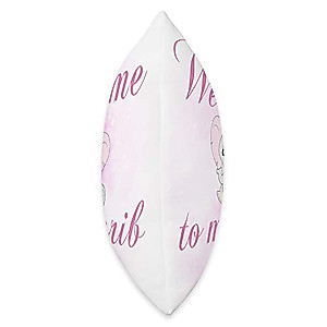 Girl's Crib Decorative Pillows Elephant Theme Pink Welcome to My Crib I Cute Rose Grey White Baby Shower Gift Throw Pillow, 16x16, Multicolor