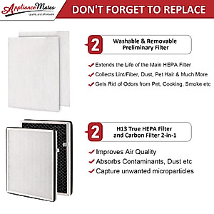 H13 True HEPA Replacement Filter for Levoit Vital 100 Air Purifier 2 PACK Vital 100-rf Air Filters 3-in-1 by APPLIANCEMATES