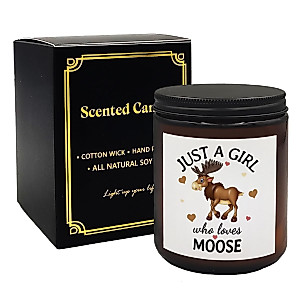 Mancheng-zi Moose Gifts for Women Girls Moose Lovers, Funny Moose Gifts, Moose Themed Gifts, Just a Girl Who Loves Moose Scented Candles