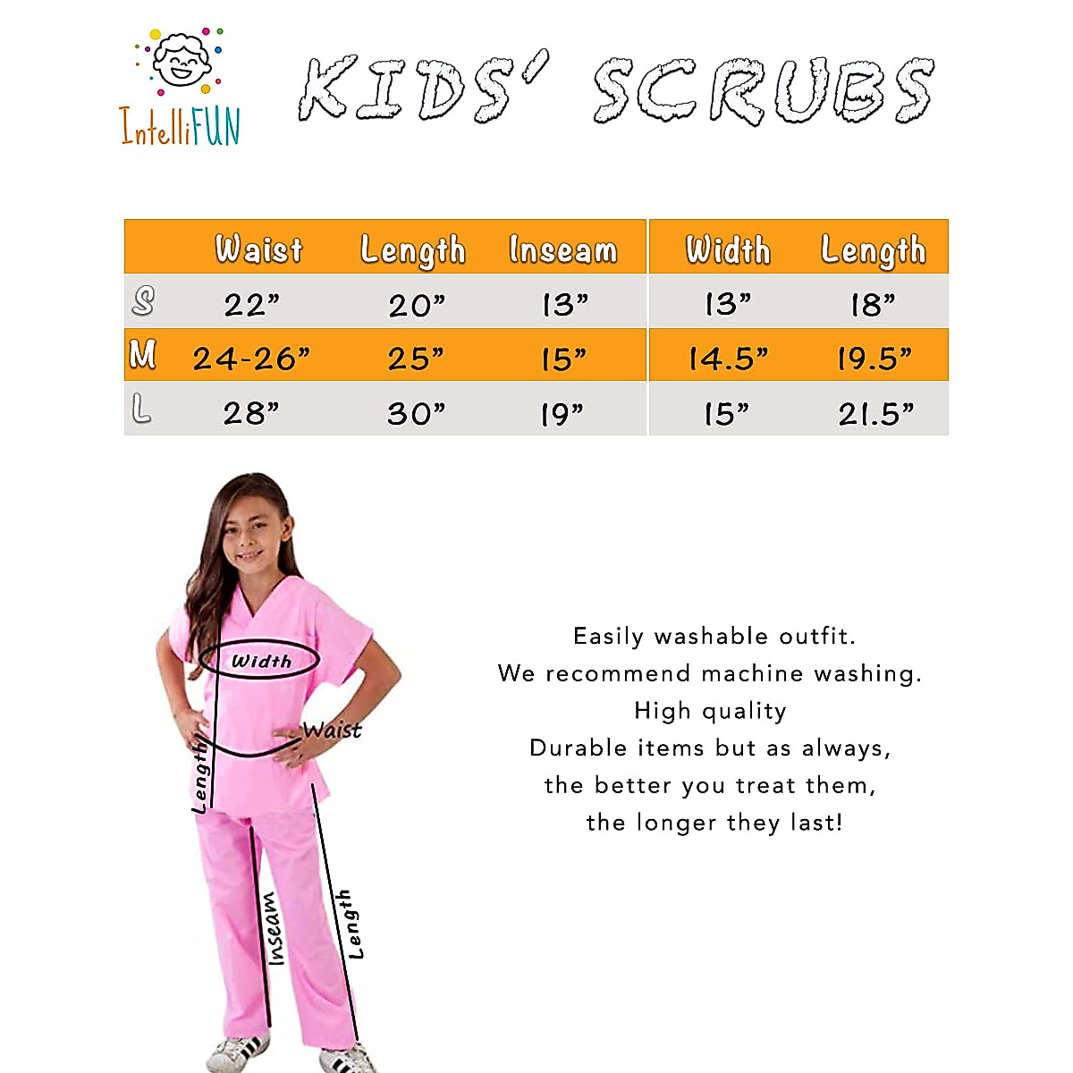 IntelliFun Toddler Kids Dress Up Pretend Role Play Scrub Sets Halloween School Home Play for Ages 3+ (Teal Blue, L 8-10Y)