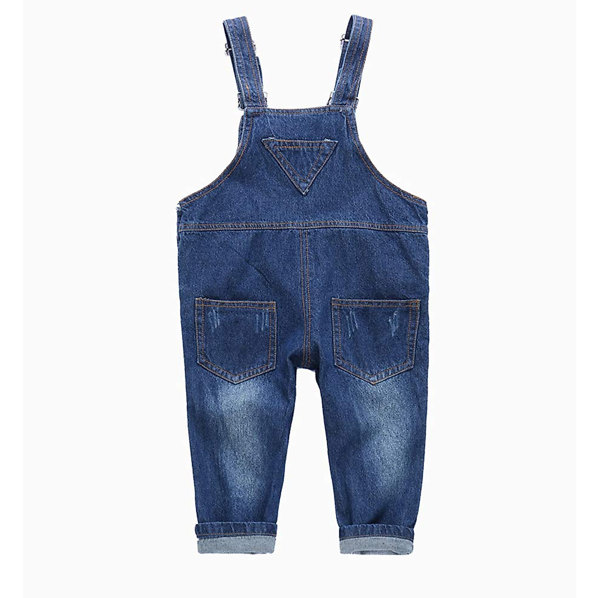 KIDSCOOL SPACE Snap Leg/Crotch Mettal Buttons Reipped Denim Overalls,Blue,18-24 Months