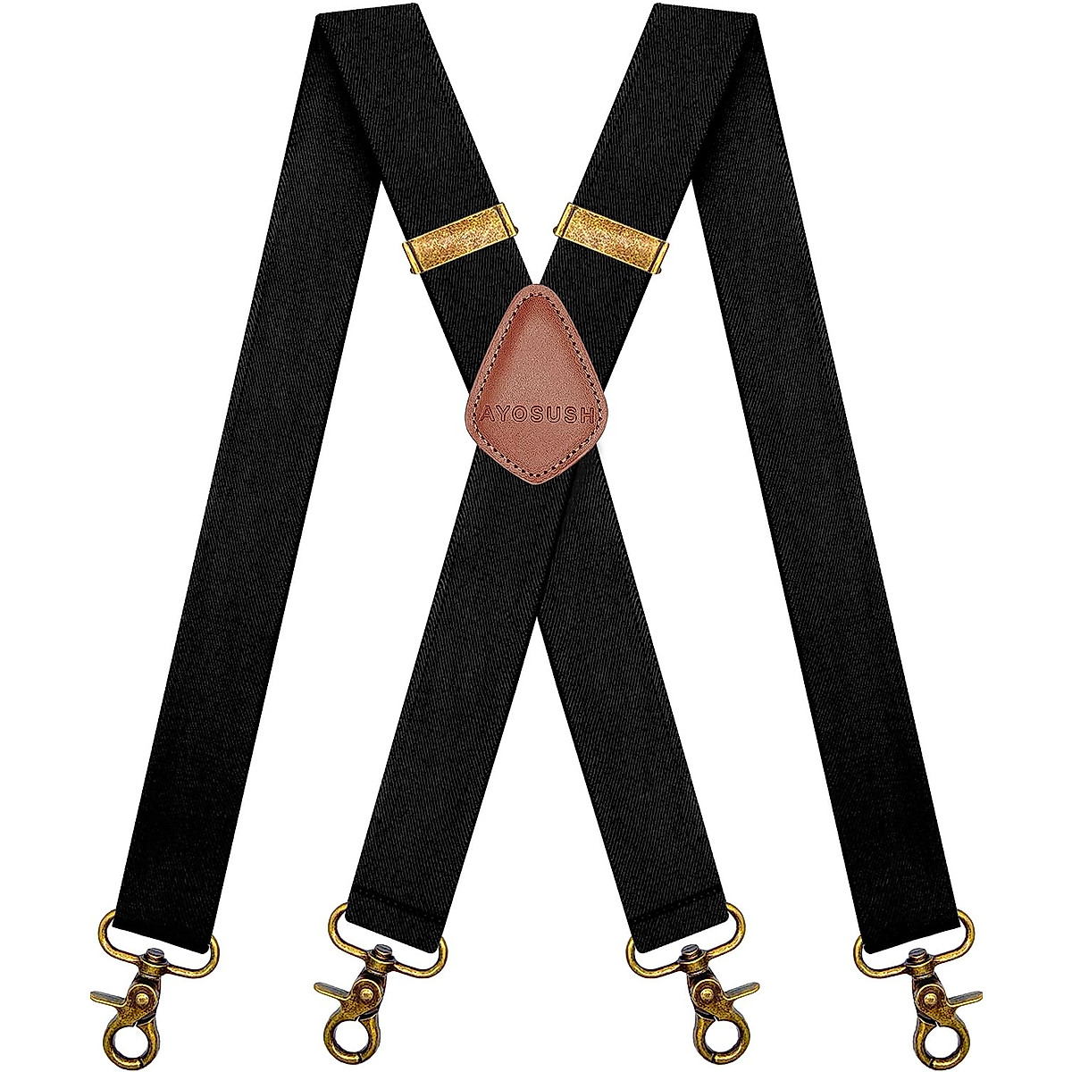 AYOSUSH Suspenders for Men Swivel Snap Hooks Black Elastic Formal Heavy Duty Braces Big And Tall