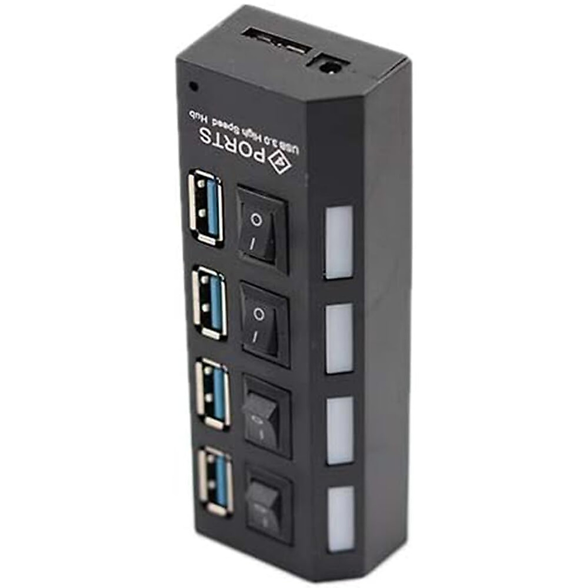 JINHEZO 4-Port USB 3.0 Hub, Data USB Hub, 22 inch Extended Cable for MacBook, Mac Pro, Mac Mini, iMac, Surface Pro, XPS, PC, Flash Drive, Mobile HDD with Individual LED Power Switches Black