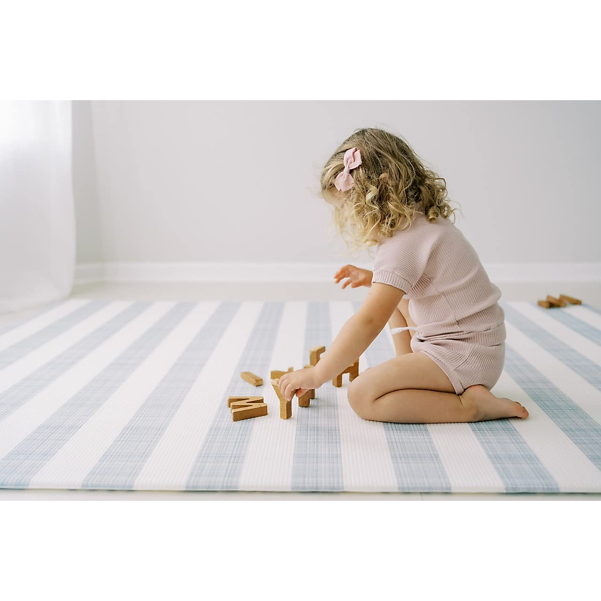 Baby Play Mat | Reversible Foam Mats | Soft for Play Time, Tummy Time, Crawling | Toddler, Kids Play Mat | Exercise Mat, Yoga Mat | Non-Toxic, Waterproof, Easy-to-Clean | 6.5ft x 4.5ft (Rainwash Blue)