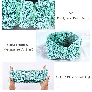 AIYAYI Spa Headbands，Soft coral fleece Makeup Headbands skincare headbands Adjustable Hair Band Cosmetic Headband for washing face, 2 Pack… (white)
