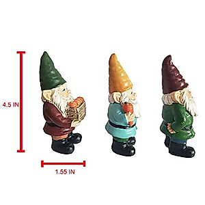 KIYFERC Polyresin Mini Gnomes for Garden Decoration Outdoor Small Status Patio Ornament Set of 3 Gnome
