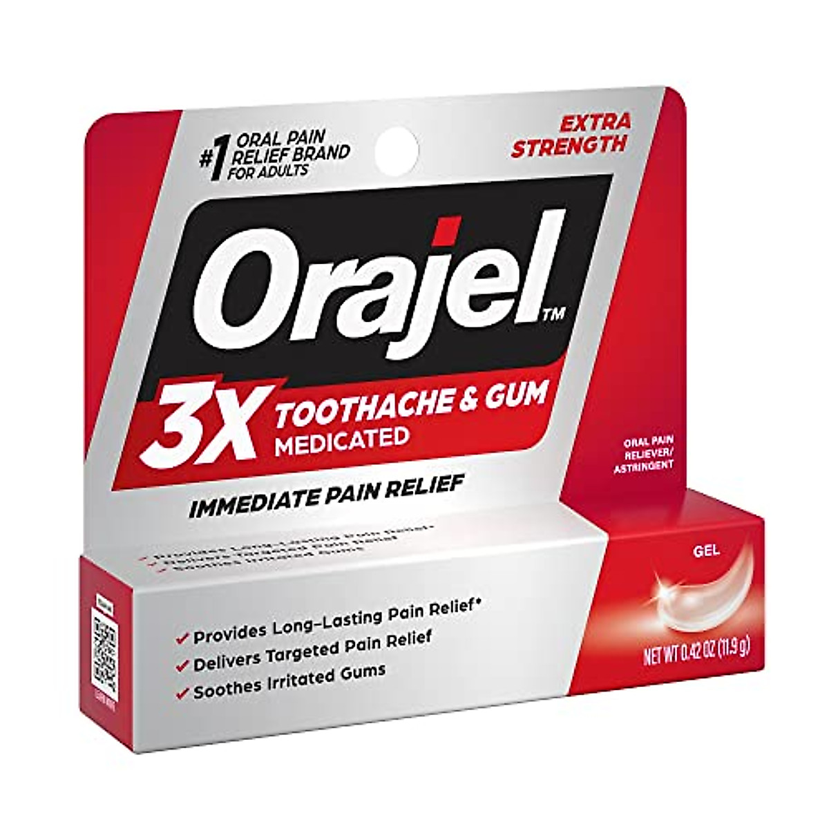 Orajel 3X for Toothache & Gum Pain: Maximum Gel Tube 0.42oz - From #1 Oral Pain Relief Brand - Orajel for Instant Pain Relief