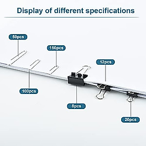 Binder Clips Paper Clips, EHME 340pcs Metal Office Clips Set with Paper Clamps Paperclips for Office and School Supplies, Assorted Large, Medium, Small Sizes