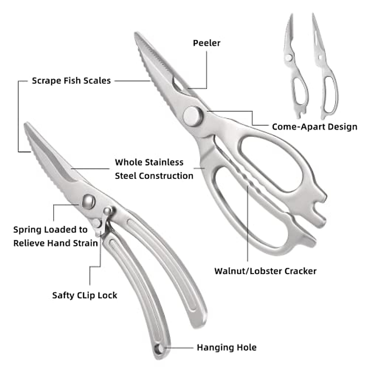 Heavy Duty Forged Poultry Shears,SinYe All PurPose Kitchen Shears with Magnetic Holder for Fridge,Pack of 2