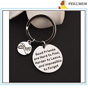 FEELMEM Going Away Gift Friendship Keychain Best Friend Gift Good Friends Are Hard to Find Harder To Leave Impossible To Forget Keychain Long Distance Relationship Gifts BFF Jewelry (silver)