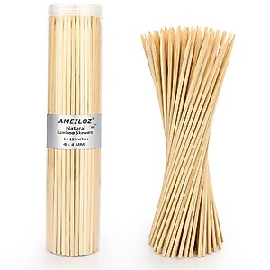 12" Natural Bamboo Wood Barbecue Skewers for Kabob, Appetizer, Fruit, Sausage, Chocolate Fountain, Wooden BBQ Kebob Skewer Stick, Organic Food Sticks for Grilling, Kitchen (Φ=4mm Thick, 100PCS)