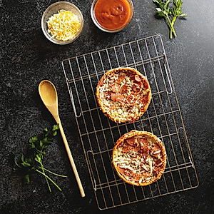 KITCHENATICS 4-Tier Stackable Cooling Racks for Baking, 100% Stainless Steel Wire Rack, Oven Safe Baking Rack, Oven Rack for Pizza, Cake, Bread, Cooling Rack for Cooking and Baking, Cookie Rack 15x10