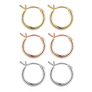 M MOOHAM Small Gold Hoop Earrings for Women, 14K Gold Plated 925 Sterling Silver Post Hypoallergenic Chunky Mini Hoops Earrings Pack Set Dainty Tiny Small Gold Hoop Earrings for Women Jewelry 13mm