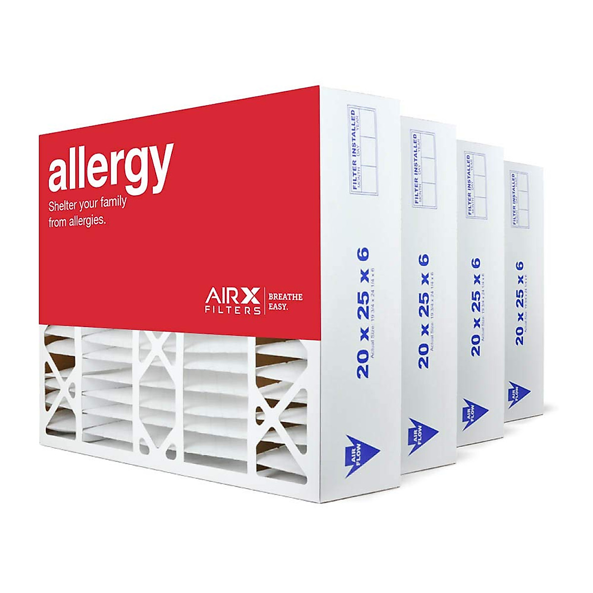 AIRx Filters Allergy 20x25x6 Air Filter MERV 11 Compatible with Replacement for Aprilaire 201 Filter to Fit Media Air Cleaner Cabinet Aprilaire Space-Gard 2200 Filter Replacement, 4-Pack