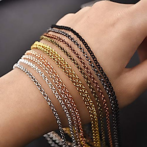 LANBEIDE 40 Packs 10 Colors Brass Necklace Chains 21 Inch Link Cable Chain Necklace with Lobster Clasps Bulk for Jewelry Making