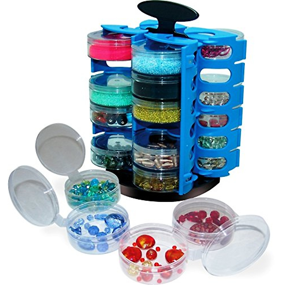 TIDY CRAFTS QUAD STOW N GO BLUE BEAD, JEWELRY, NOTIONS AND CRAFTS ORGANIZER