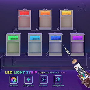 Nightstand with Charging Station and LED Light, Modern Bedside Table, Side End Table with Storage Compartment and Glass Door for Bedroom, Living Room -White