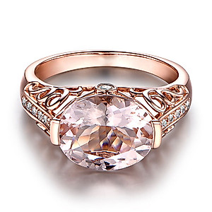 Rings Gift, Clearance Gemstone Ring Rose Gold Rings for Women Luxury Copper Gemstone Ring Jewelry Wedding (Size:8, Rose Gold)