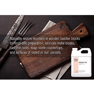 Raw Plus Rare Vegan Food Grade Mineral Oil, Safe for Wood Cutting Board, Butcher Block, Bamboo Cutting Board, and Knife Blade Oil, Cast Iron Tools Conditioner 32 oz
