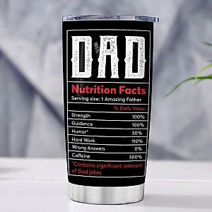 wowcugi Custom Tumbler 20oz 30oz Dad Nutrition Facts Stainless Steel Insulated Tumblers Coffee Travel Mug Cup Birthday Fathers Day Gifts From Daughter Son For Daddy Father
